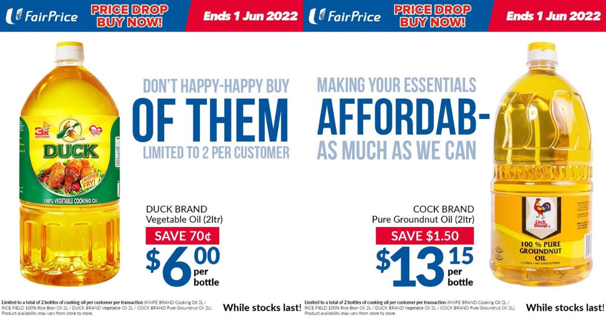 NTUC FairPrice is offering a 10% discount on popular cooking oil ...