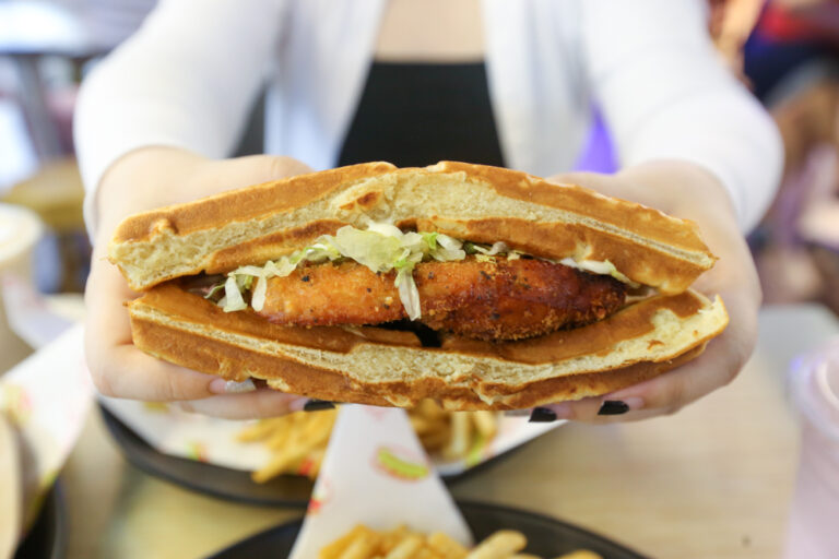 Wally.B: Huge fried chicken waffle sandwiches & creamy milkshakes at ...