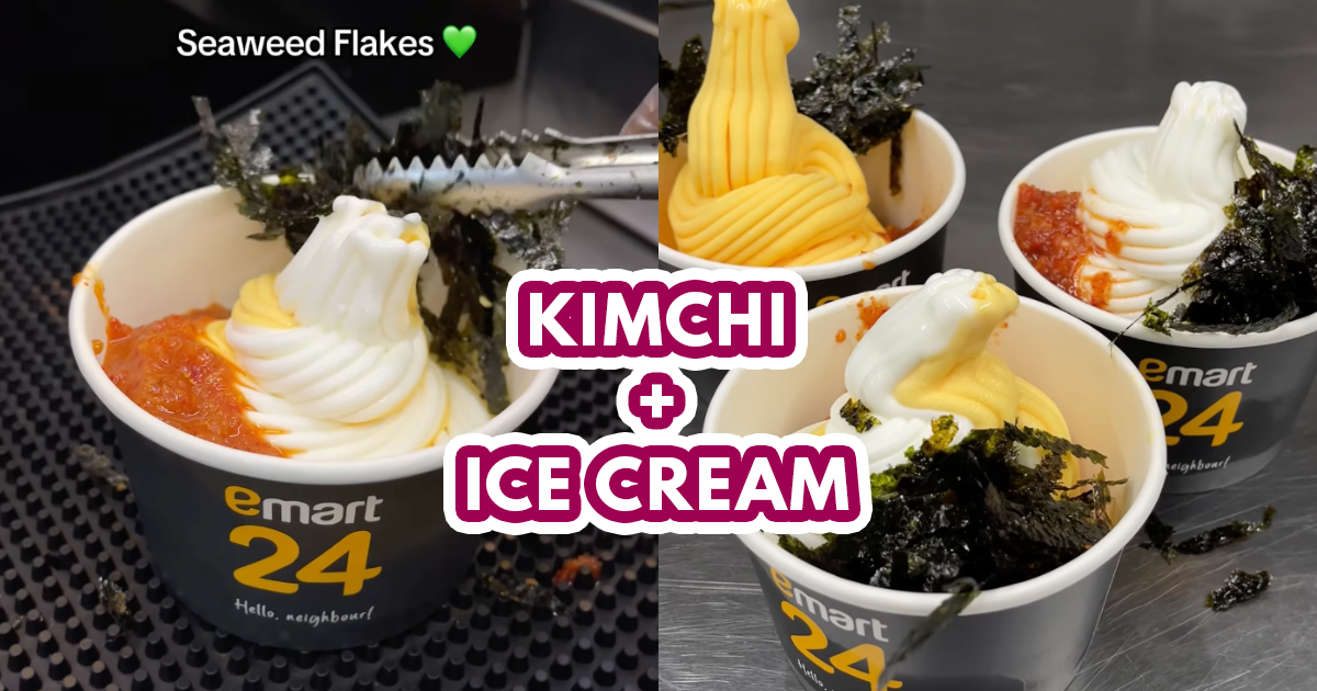 Limited-time kimchi ramen-inspired soft serve at Malaysia's Emart24 ...